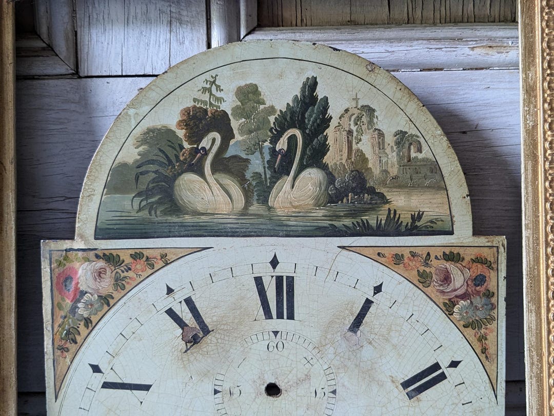 Antique Clock Face, Hand Painted Swans - Etsy