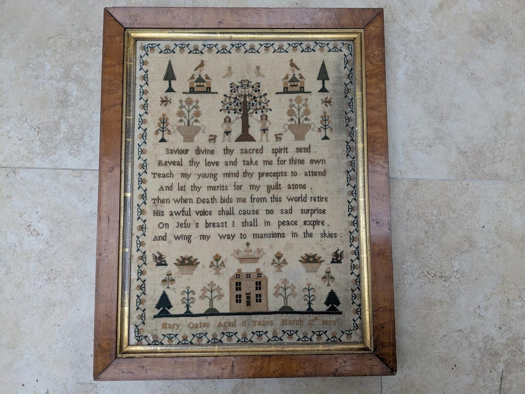Antique Original 1850 House Sampler by Mary Oates, NOT A KIT! - Etsy