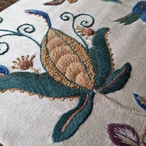 Vintage Crewel Work Embroidery With Bird - Etsy