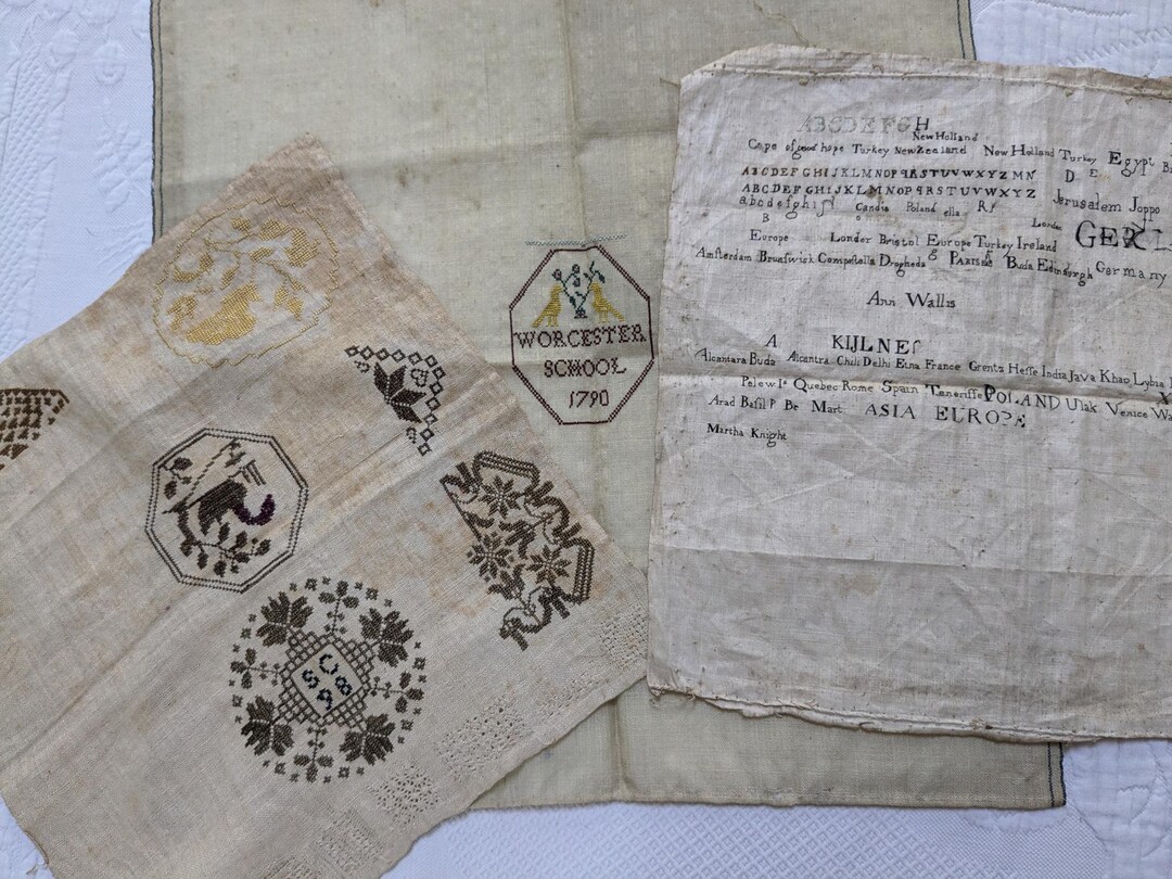 3 X 18th Century Quaker Samplers, Unfinished - Etsy