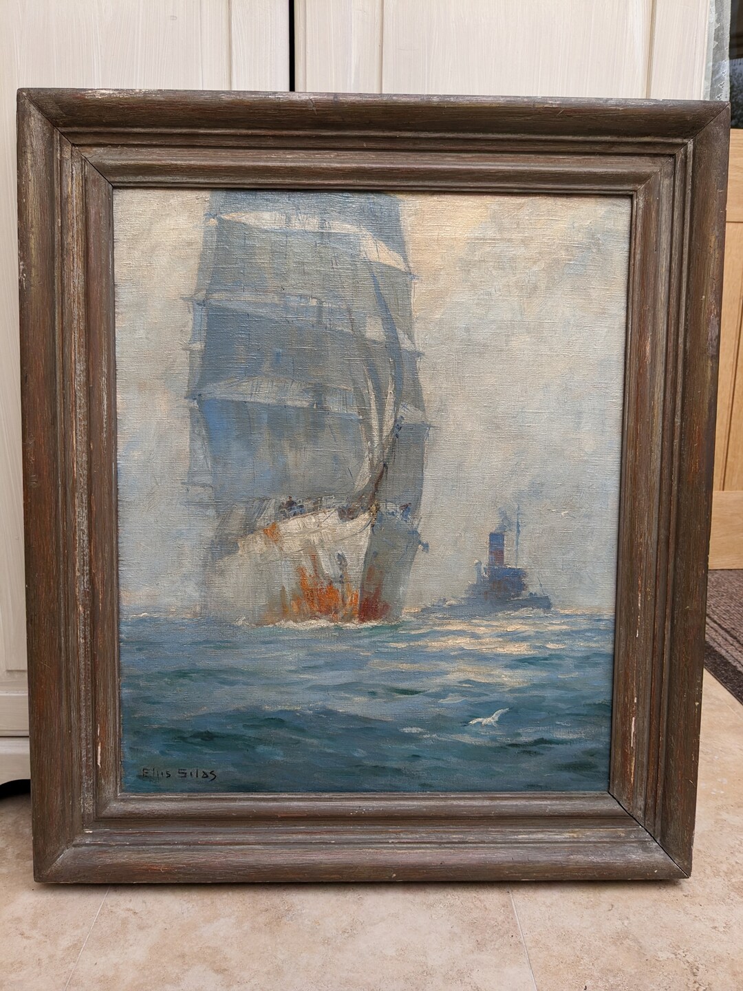 Oil Painting of Ships by Ellis Silas - Etsy