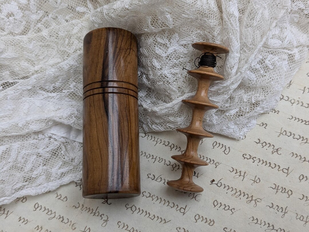 Olive Wood Thread Spool in Treen Box - Etsy