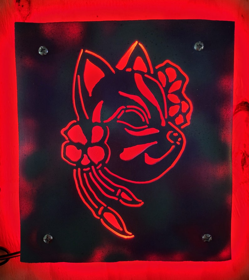Kitsune Mask PVC LED Lighted Sign - Etsy