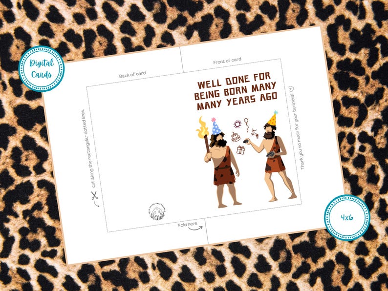 Funny Caveman Birthday Card: Printable 40th Birthday (digital Download ...