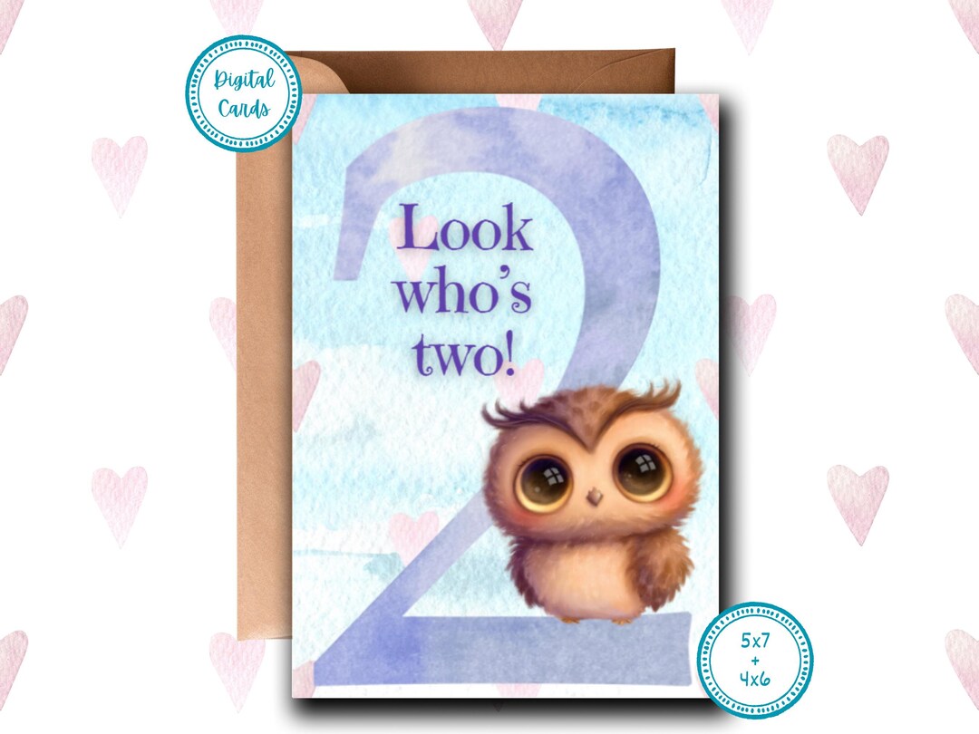 Look Who's Two Birthday Card | Happy 2nd Birthday Card | Adorable Cards ...