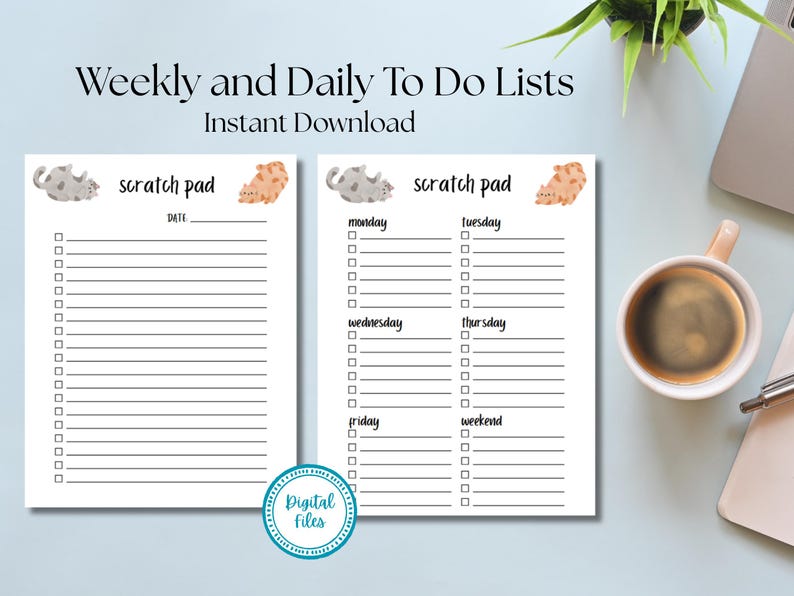 Cat to Do List Printable: Weekly & Daily Planner (digital Download) - Etsy