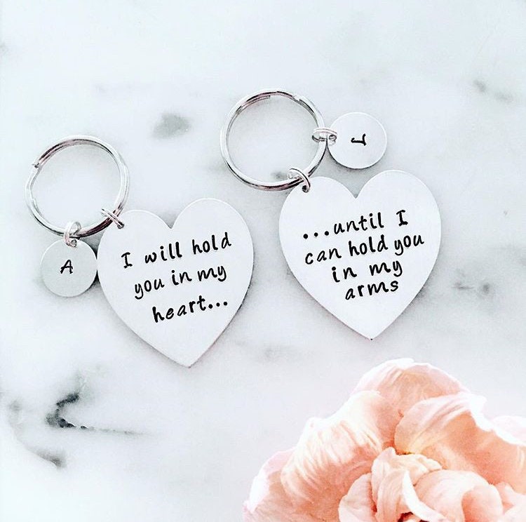 Long Distance Relationship Heart Keychain Set I Will Hold - Etsy