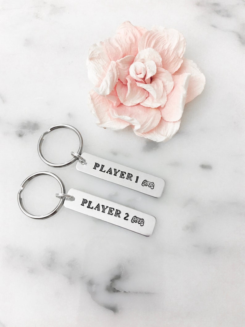 Player 1 Player 2 Keychain Set With Video Game Controller - Etsy