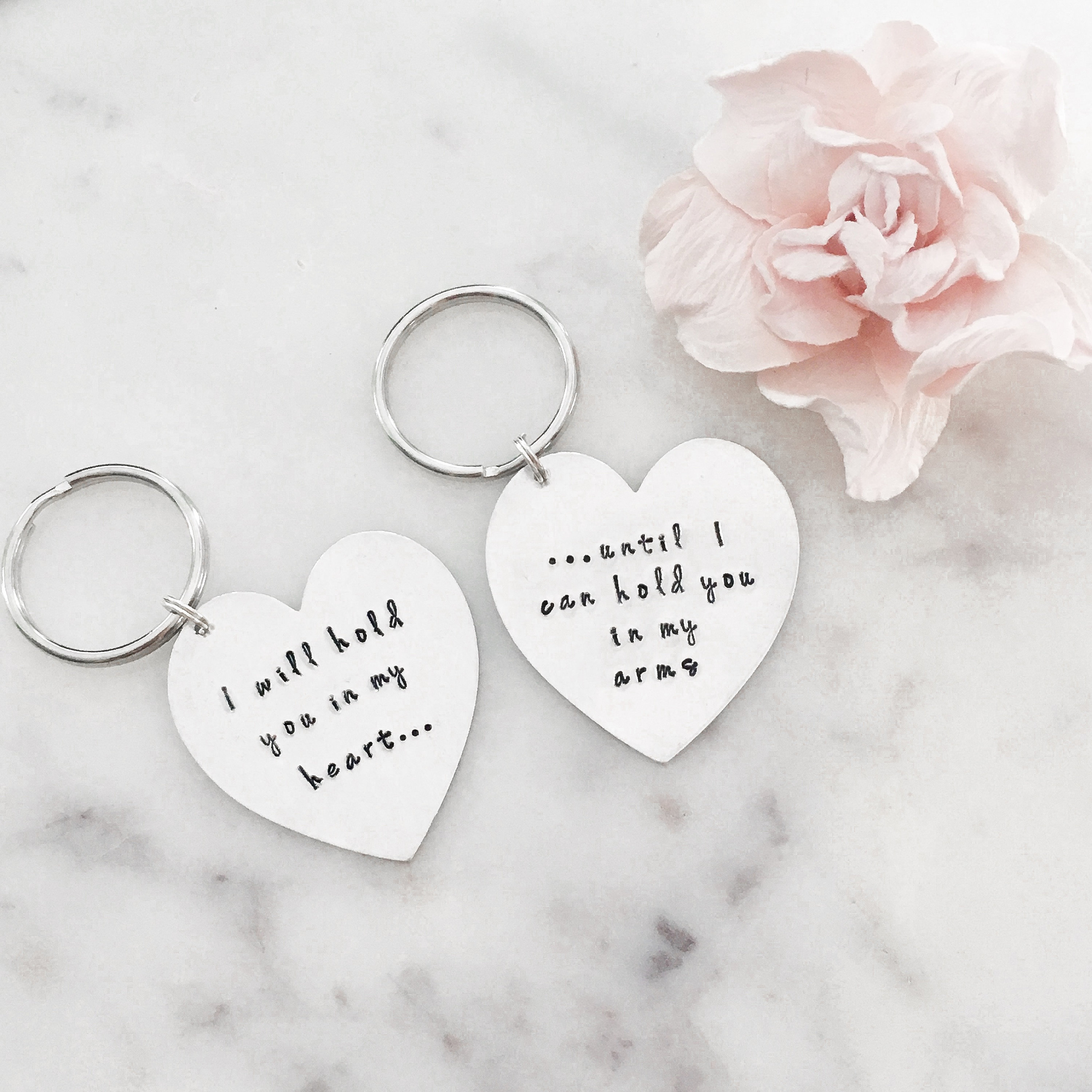 Long Distance Relationship Heart Keychain Set I Will Hold - Etsy