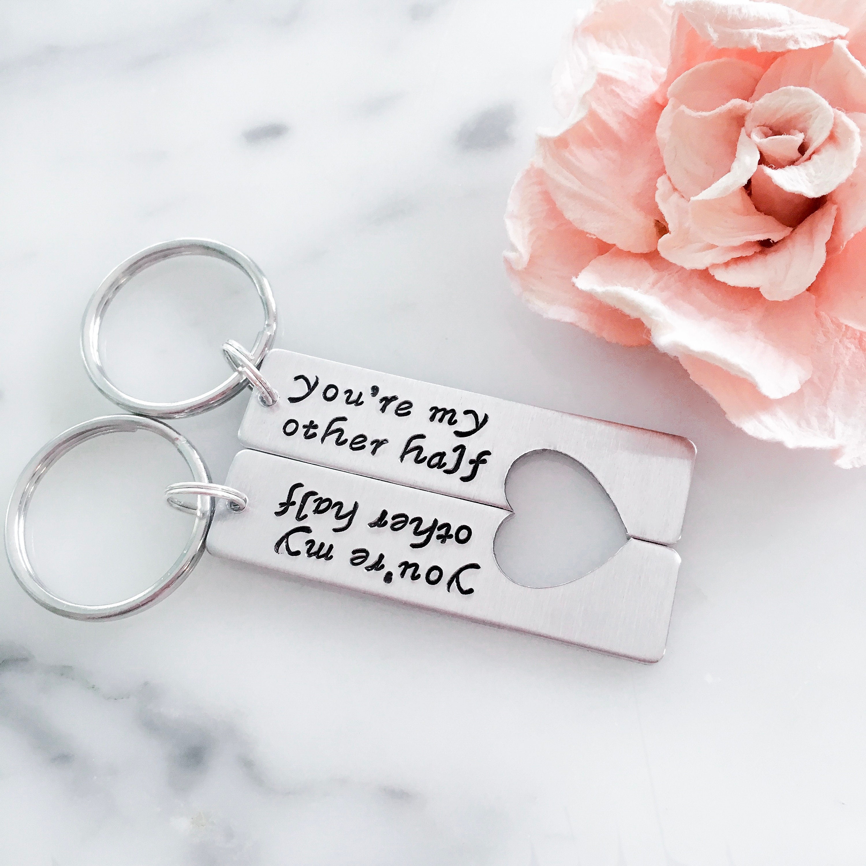 You're My Other Half Keychain Set With Heart Cutout | Etsy