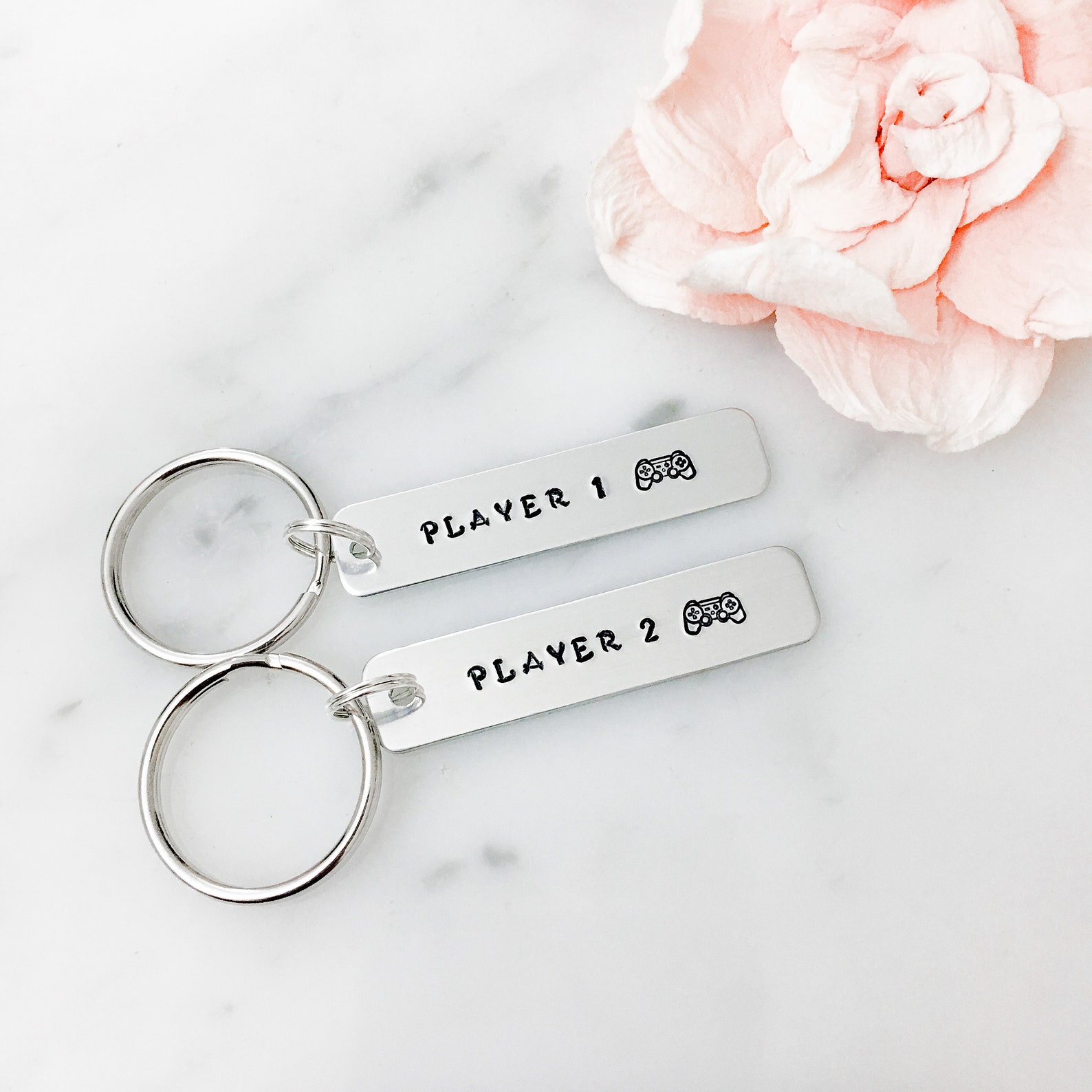 Player 1 Player 2 Keychain Set With Video Game Controller | Etsy