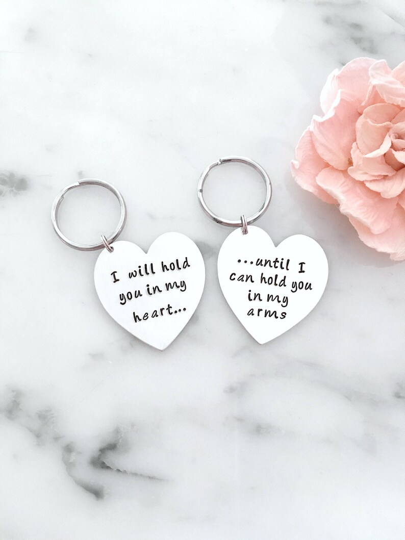 Long Distance Relationship Heart Keychain Set I Will Hold - Etsy