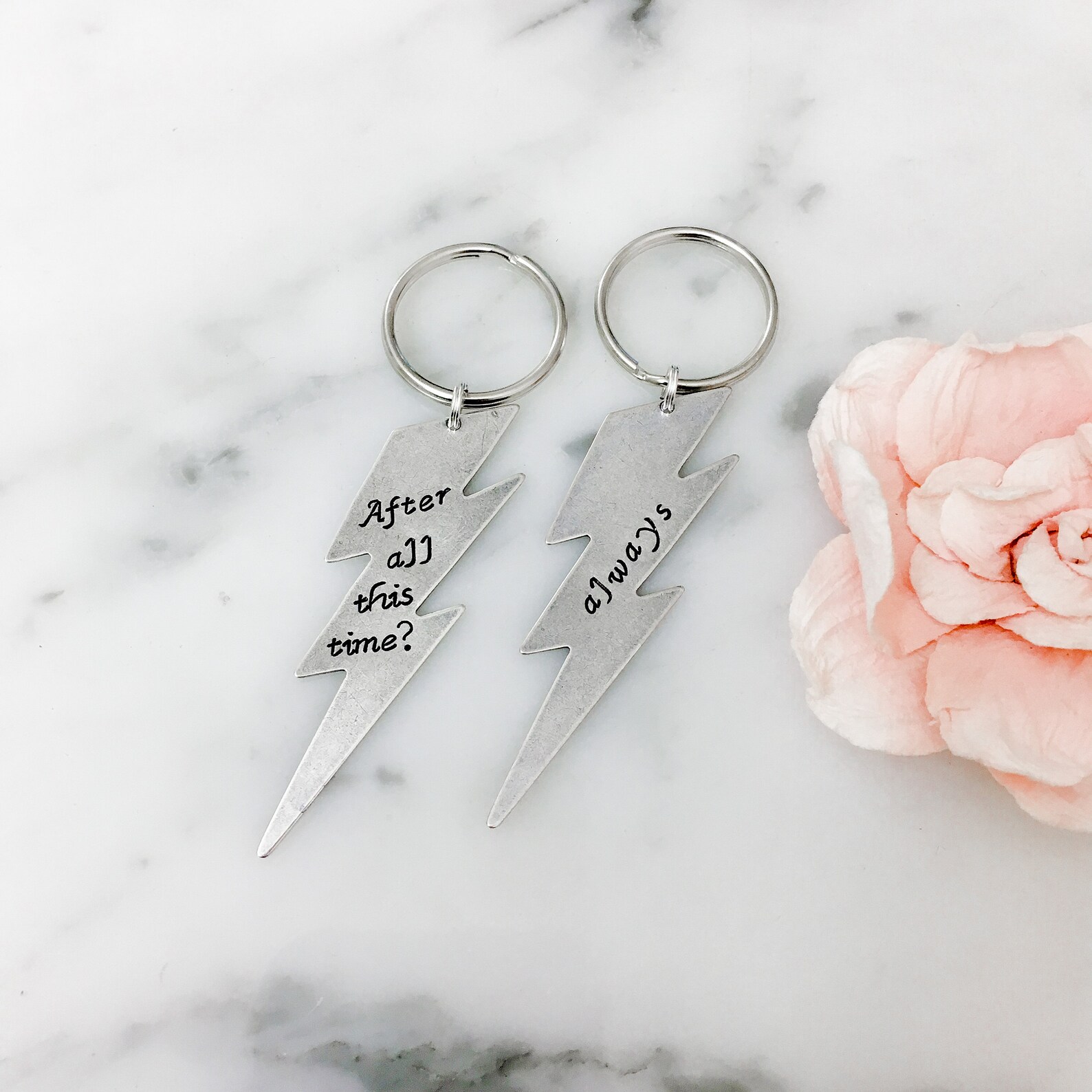 After All This Time / Always Lightning Bolt Keychain Set | Etsy
