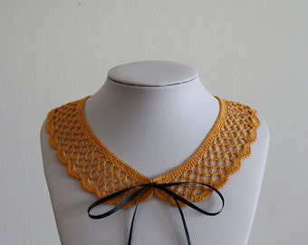 Handmade Crochet Collar Neck Accessory Yellow 100% Cotton - Etsy