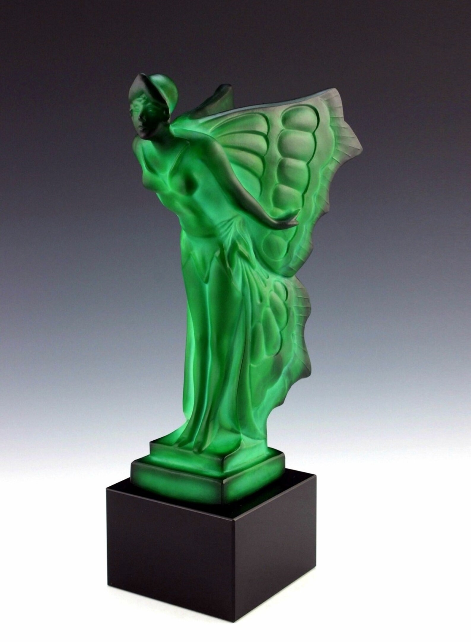 Art Deco Flying Lady Car Mascot: Bohemian Malachite Glass Sculpture - Etsy