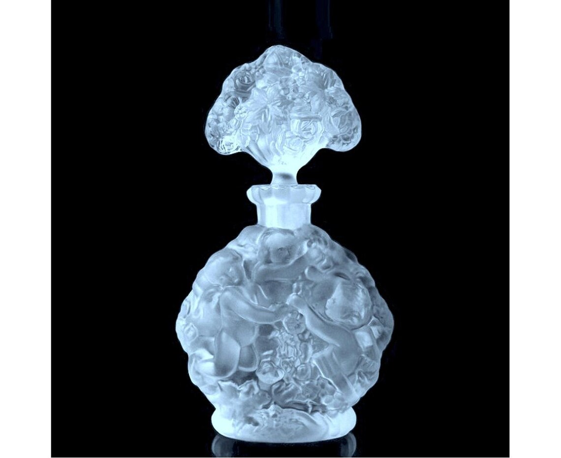 Art Deco Cherub Perfume Bottle: H.hoffmann Frosted Glass Floral Stopper ...
