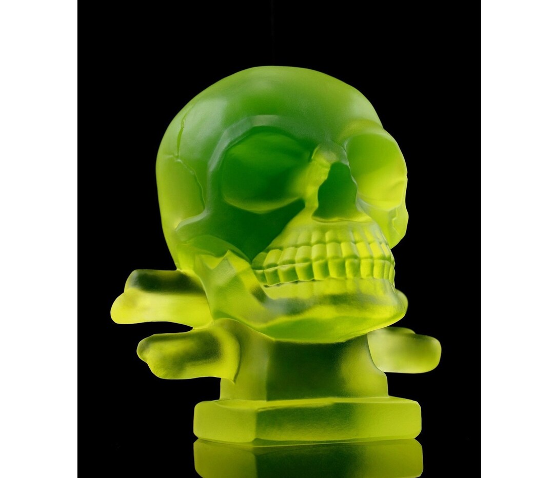 Vaseline Glass Car Mascot Figurine Paperweight ' Skull - Etsy