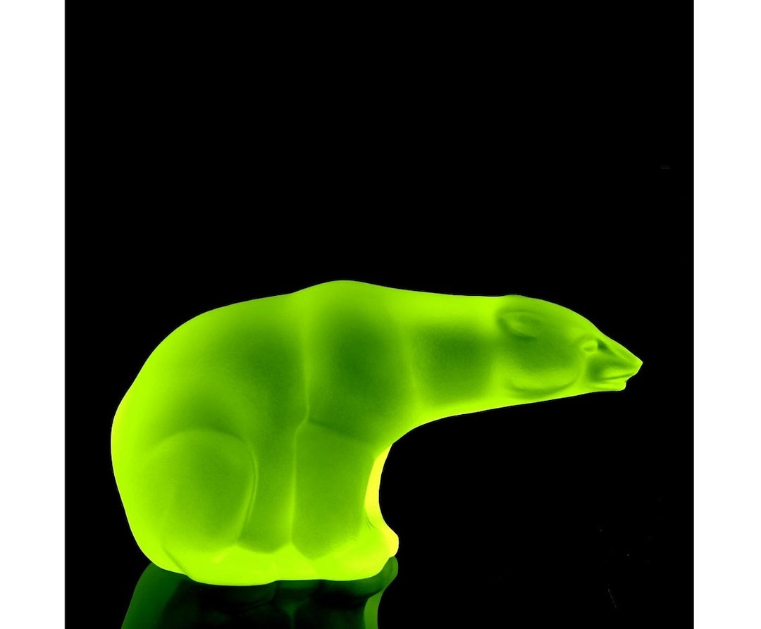Uranium Glass Polar Bear Figurine: Art Deco Vaseline Glass Sculpture - Etsy
