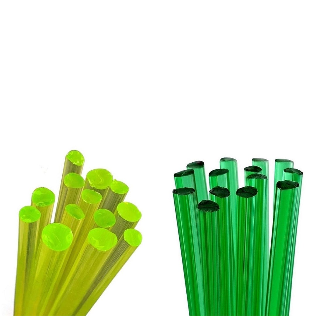 Uranium Vaseline Glass Rods: Yellow & Green, Flameworking Supplies, 30 ...
