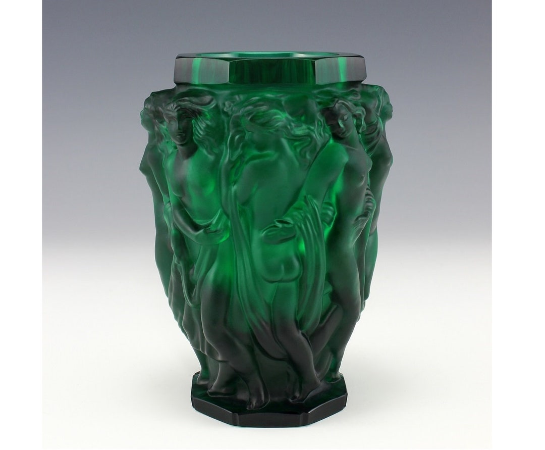 Glamorous Art Deco Translucent Green Glass Rare Vase 1930' - Etsy