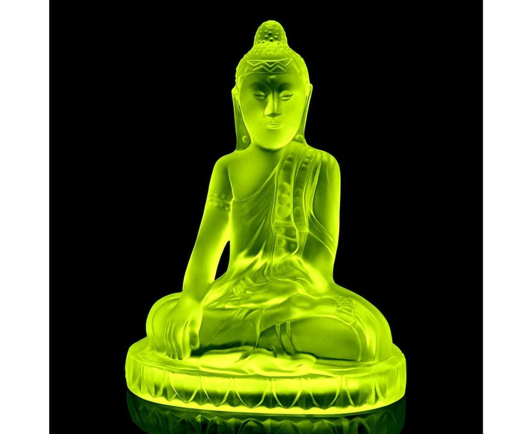 Uranium Glass Figurine ' Buddha ' Sculpture 1930s H.hoffmann • Glowing ...