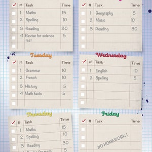 Homework Planner Poster / Schoolbook Style / Printable | Etsy