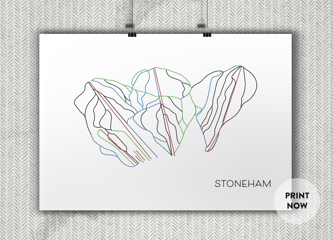 Stoneham Ski Trail Printable Map Artwork - Etsy Canada