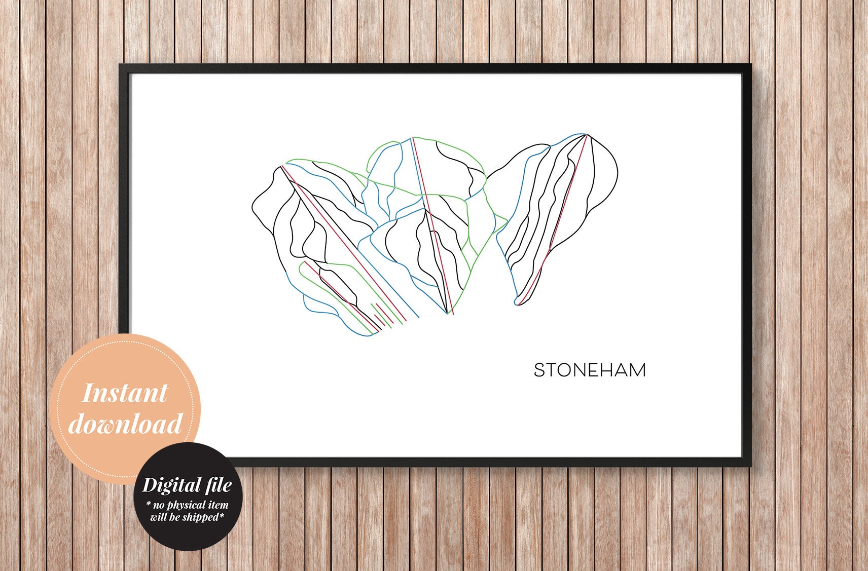 Stoneham Ski Trail Printable Map Artwork - Etsy Canada
