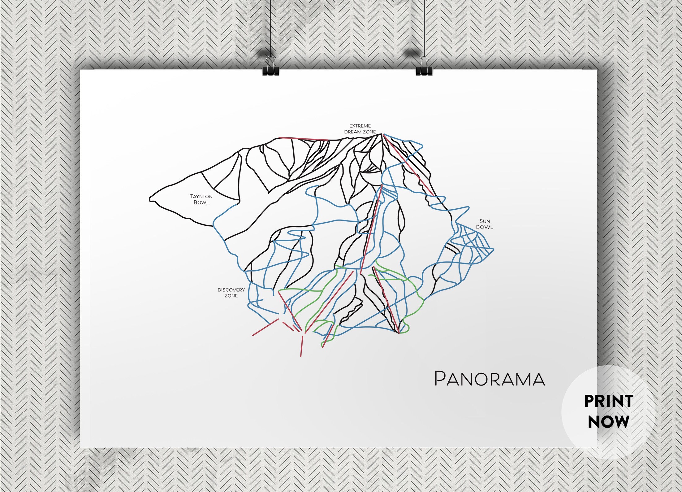 Panorama Ski Trail Printable Map Artwork - Etsy Canada
