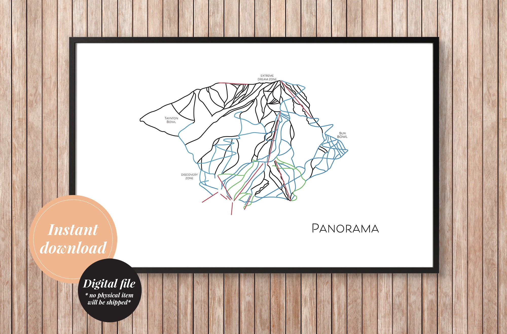 Panorama Ski Trail Printable Map Artwork - Etsy