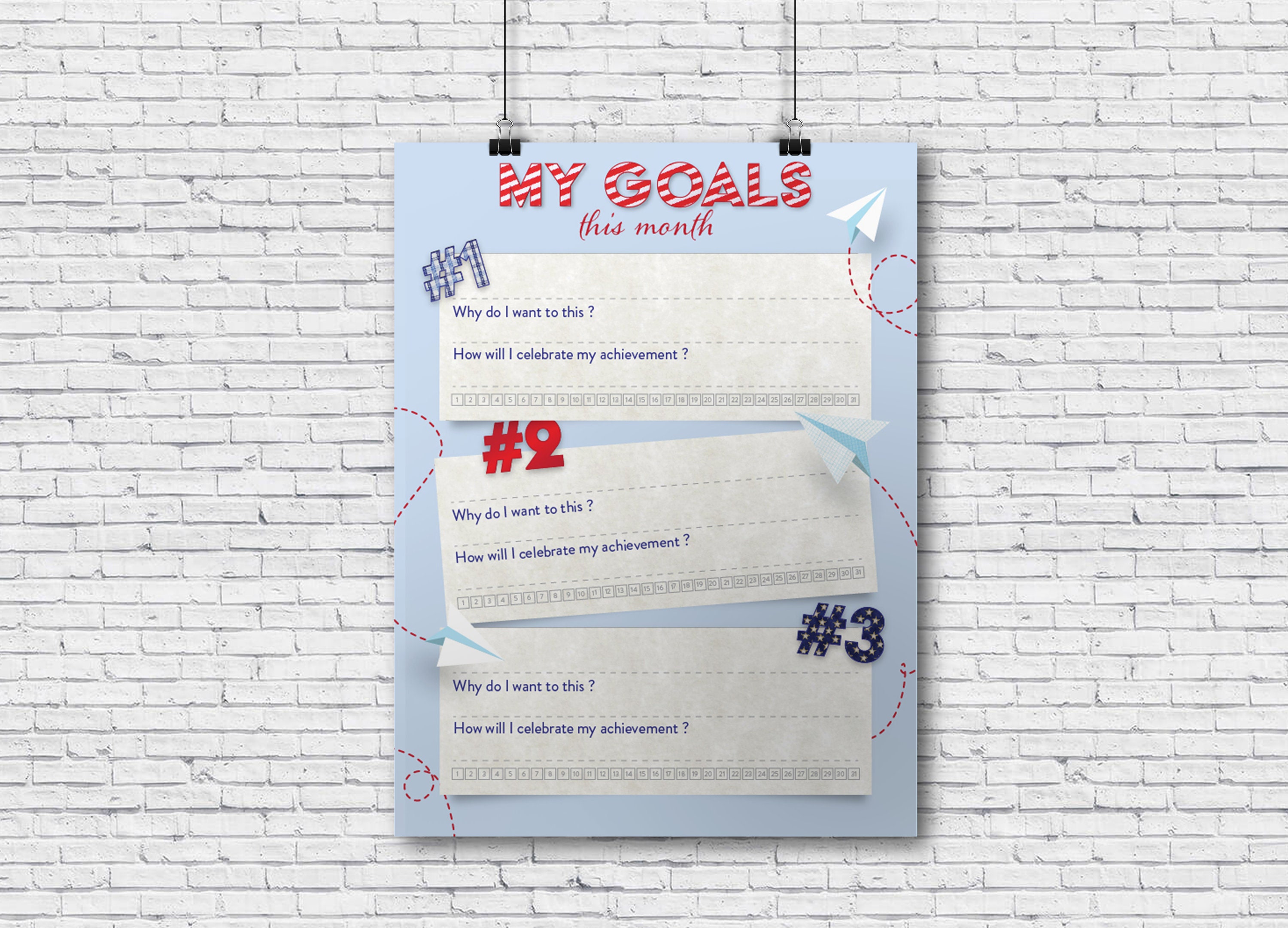 My Goals This Month / Boys / Printable Parenting Tool / Kids / School ...