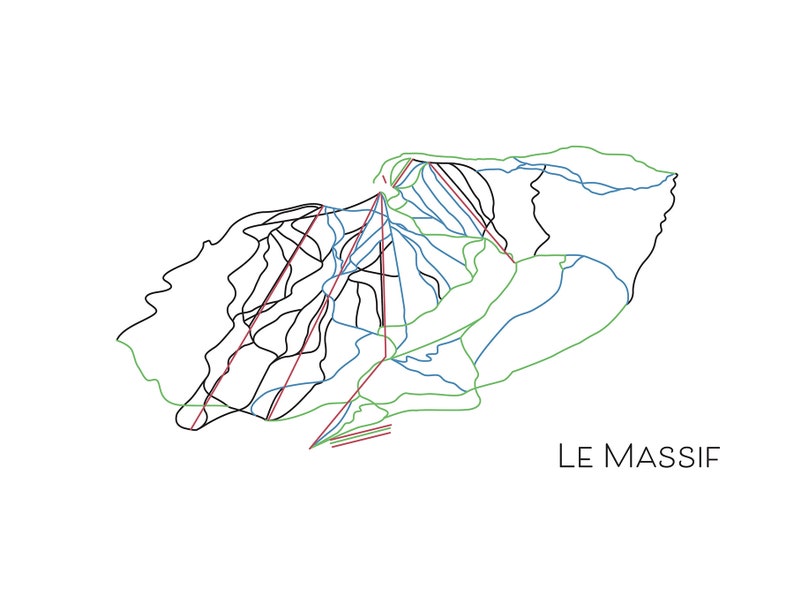 Le Massif Ski Trail Printable Map Artwork - Etsy