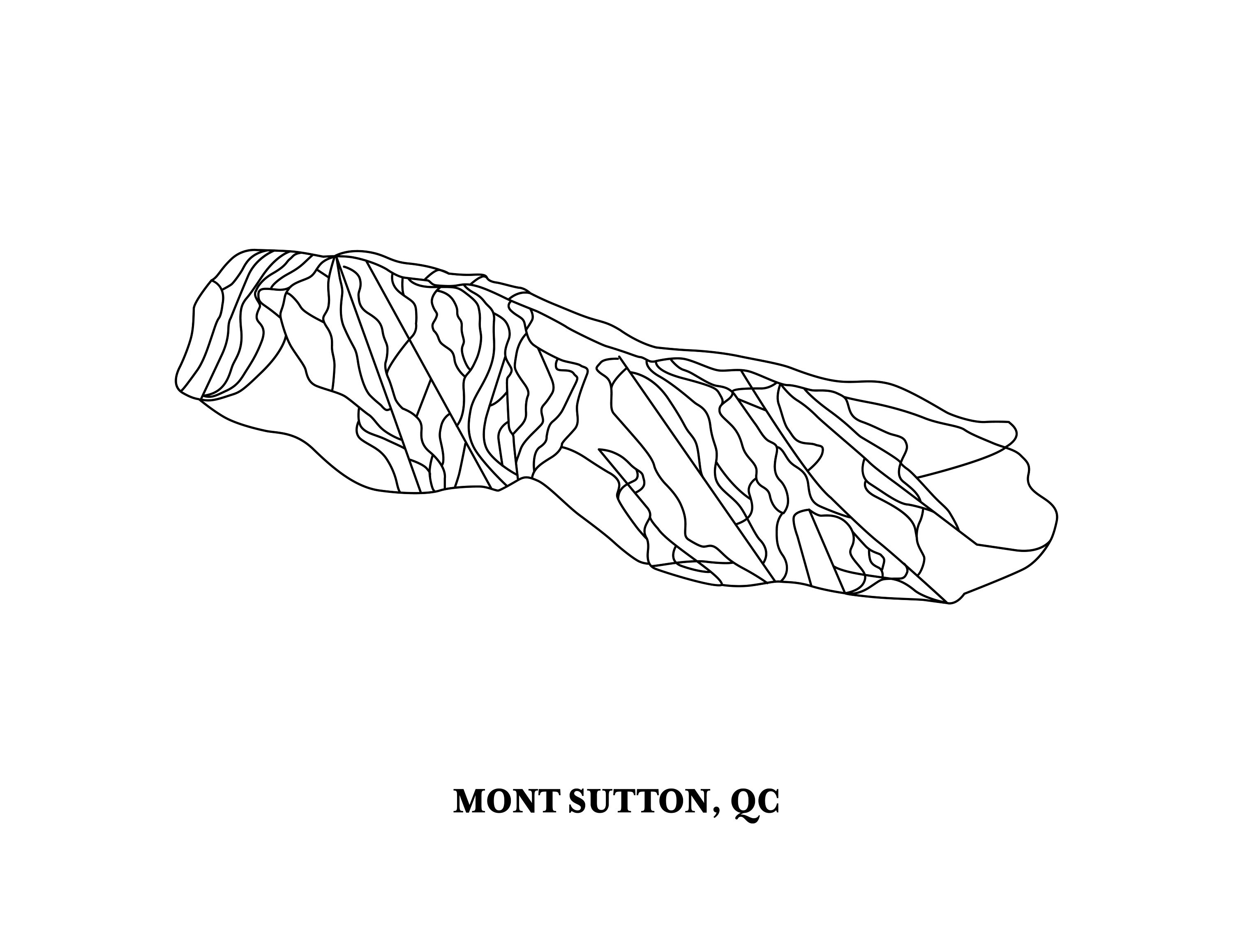 Mont Sutton Black and White Ski Trail Printable Map Artwork - Etsy