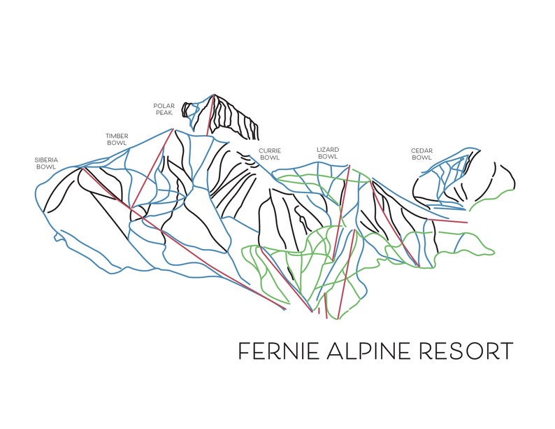Fernie Alpine Resort Ski Trail Printable Map Artwork - Etsy Canada