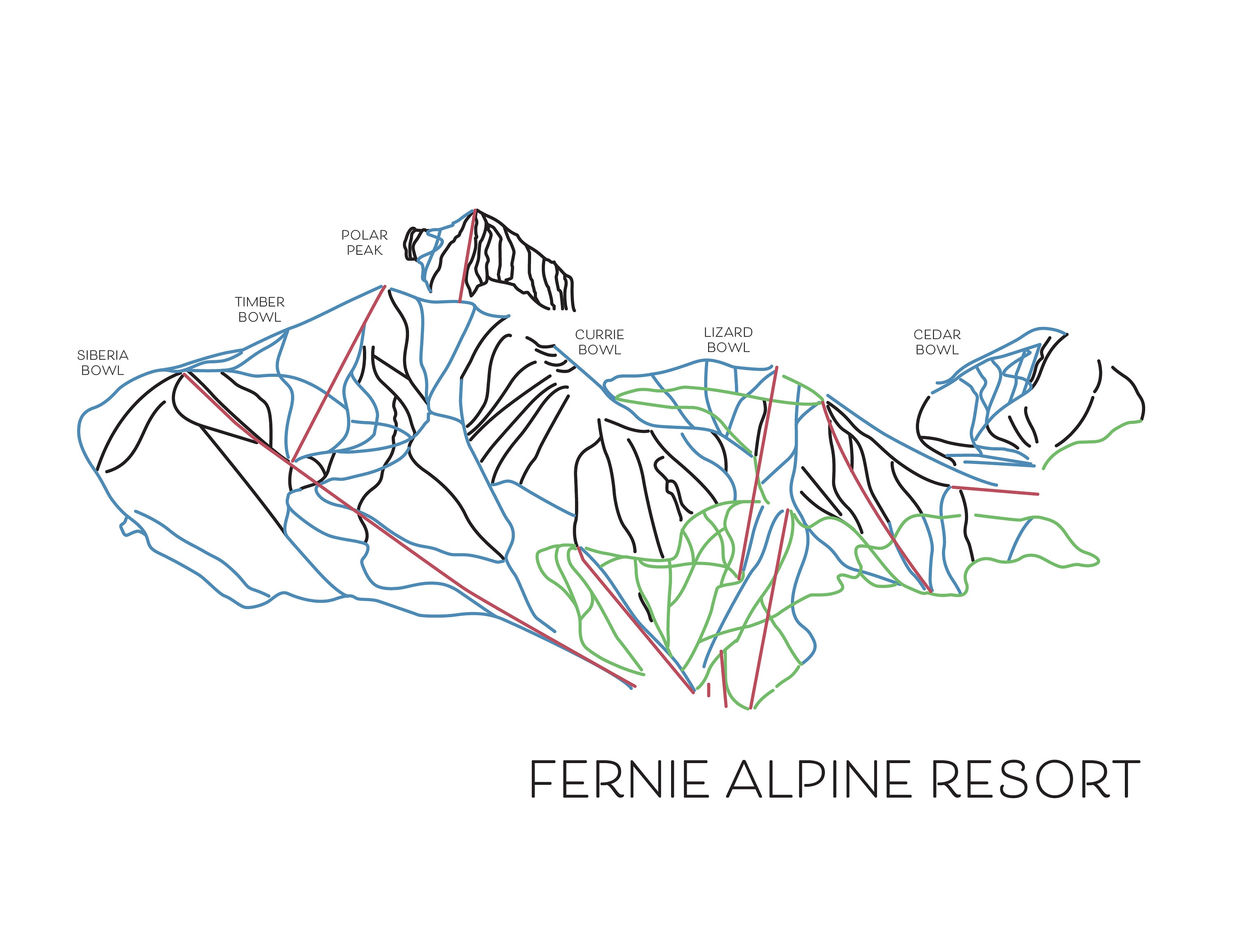 Fernie Alpine Resort Ski Trail Printable Map Artwork - Etsy