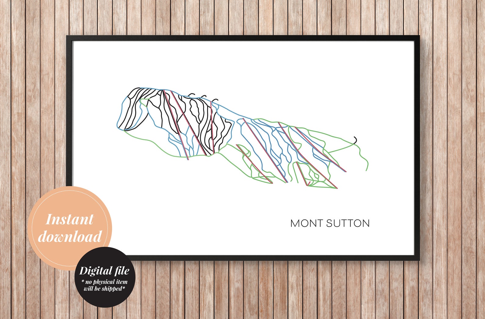 Mont Sutton Colour Ski Trail Printable Map Artwork - Etsy