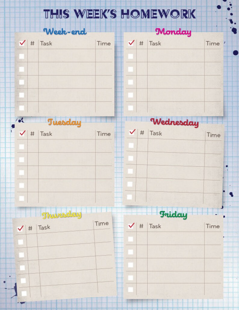 Homework Planner Poster / Schoolbook Style / Printable Parenting Tool ...