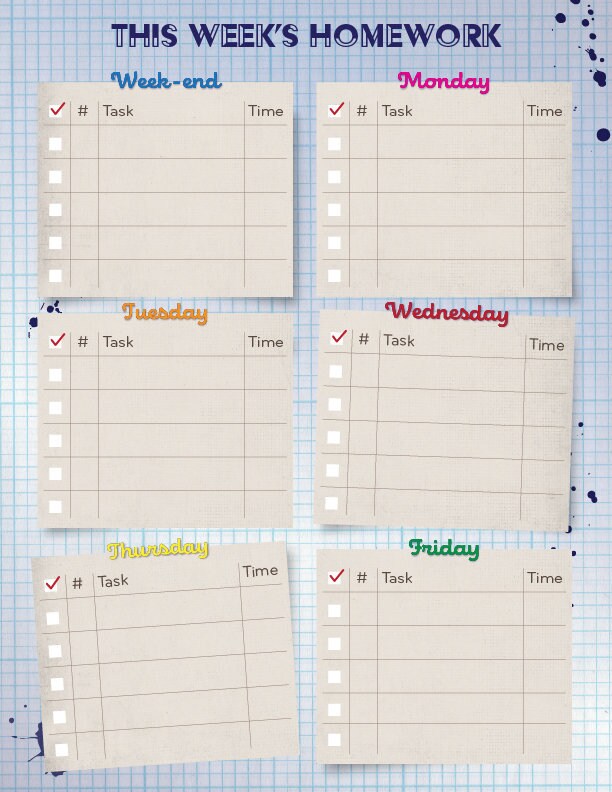 Homework Planner Poster / Schoolbook Style / Printable Parenting Tool ...