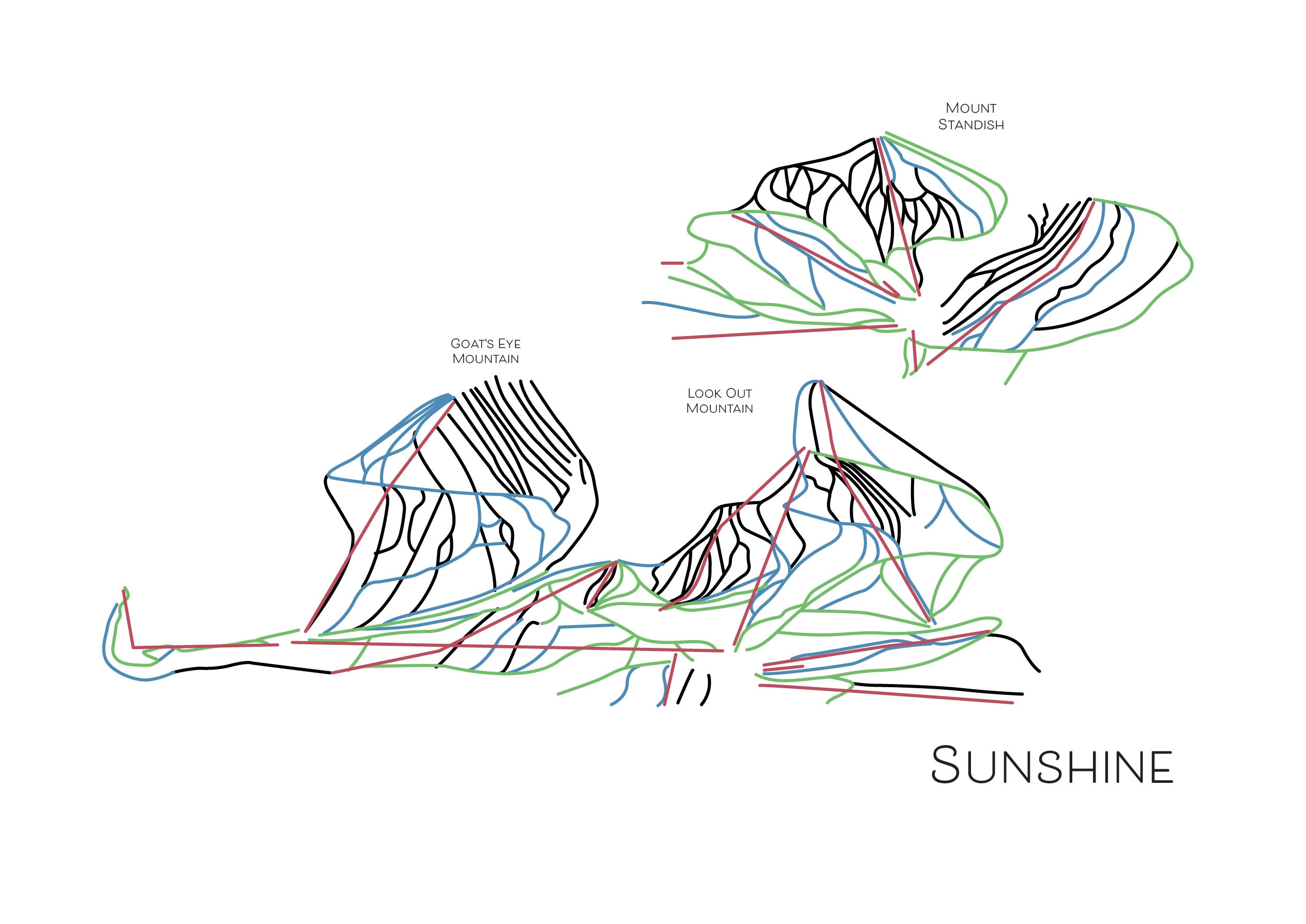 Sunshine Banff Ski Trail Printable Map Artwork - Etsy