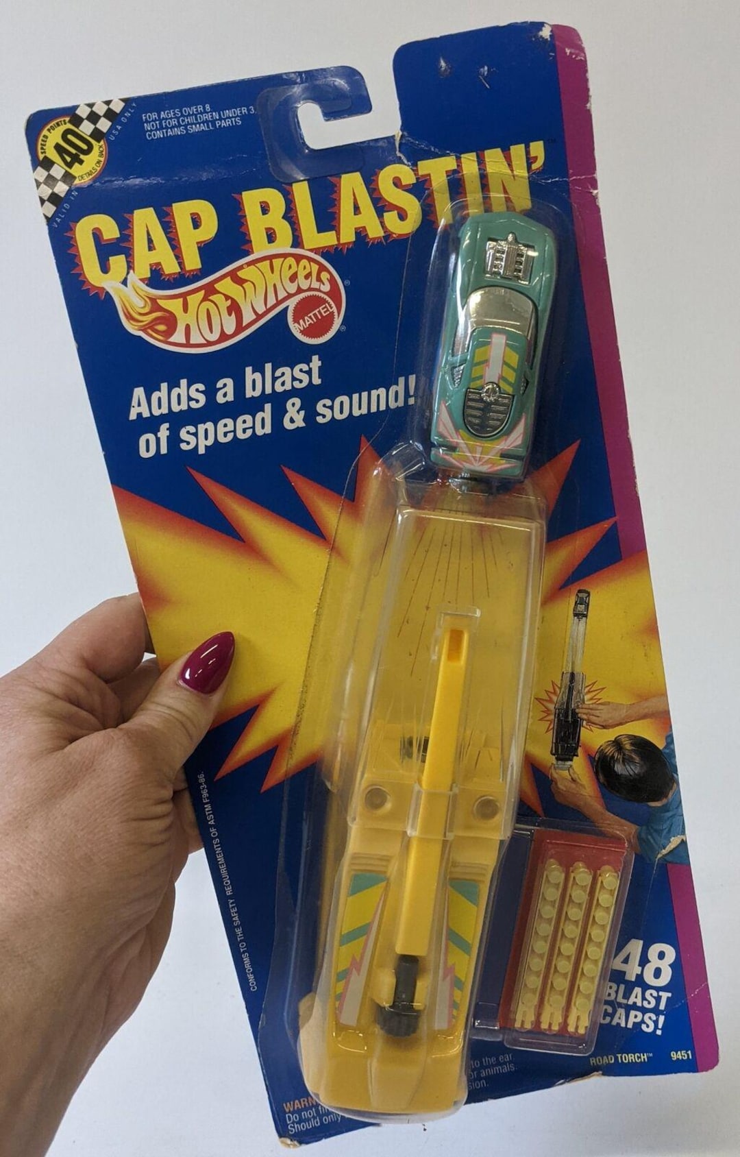 Vintage 1990 Hot Wheels Cap Blastin' 9451 Road Torch 1:64 Diecast Car W ...