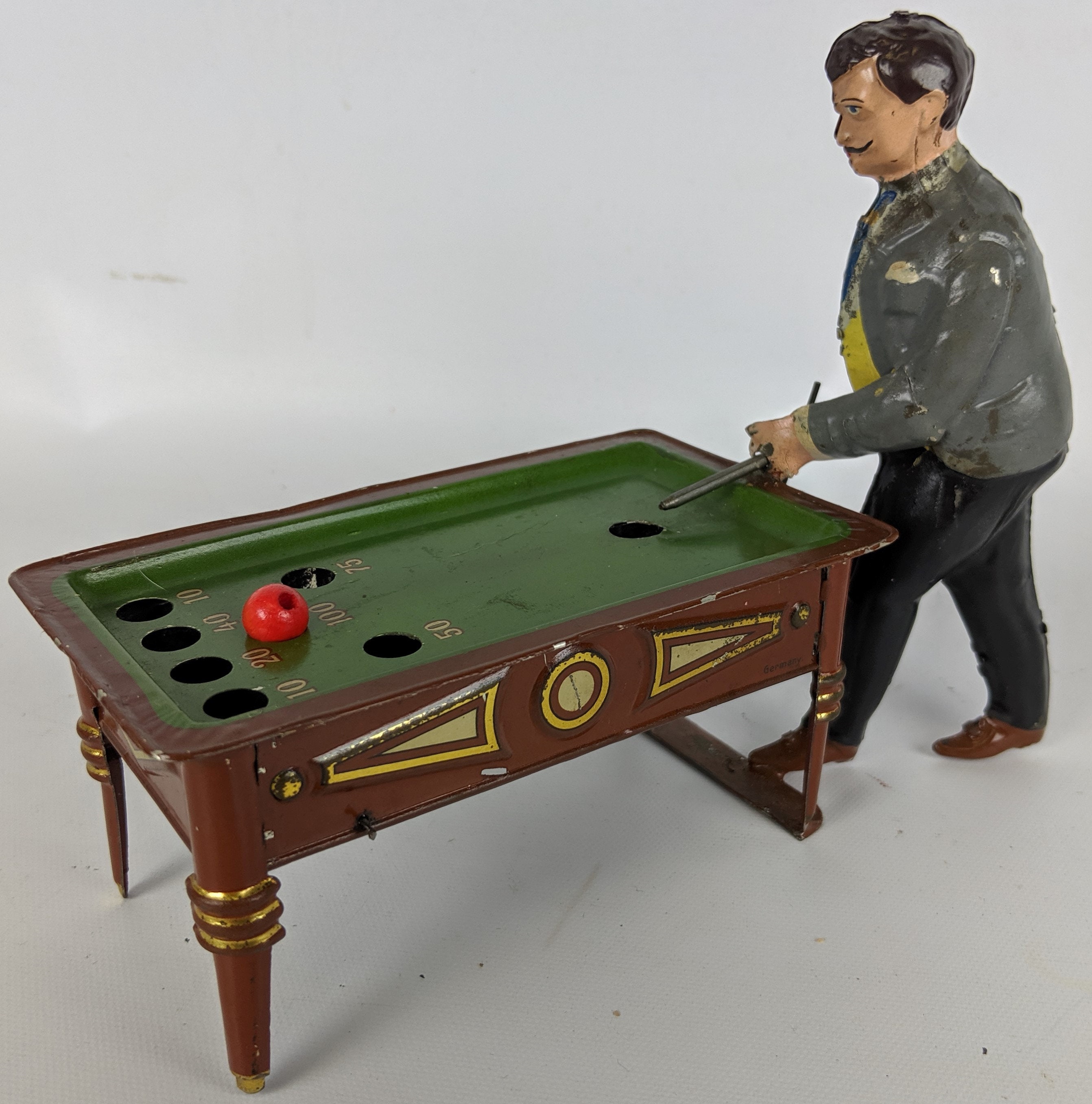 Vintage 1920's GUNTHERMANN Tin Clockwork Billiard Pool Snooker Player ...