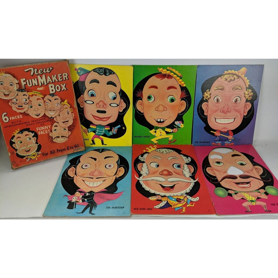RARE Vintage the New FUNMAKER BOX Puzzle Funny Faces Game by Saalfield ...