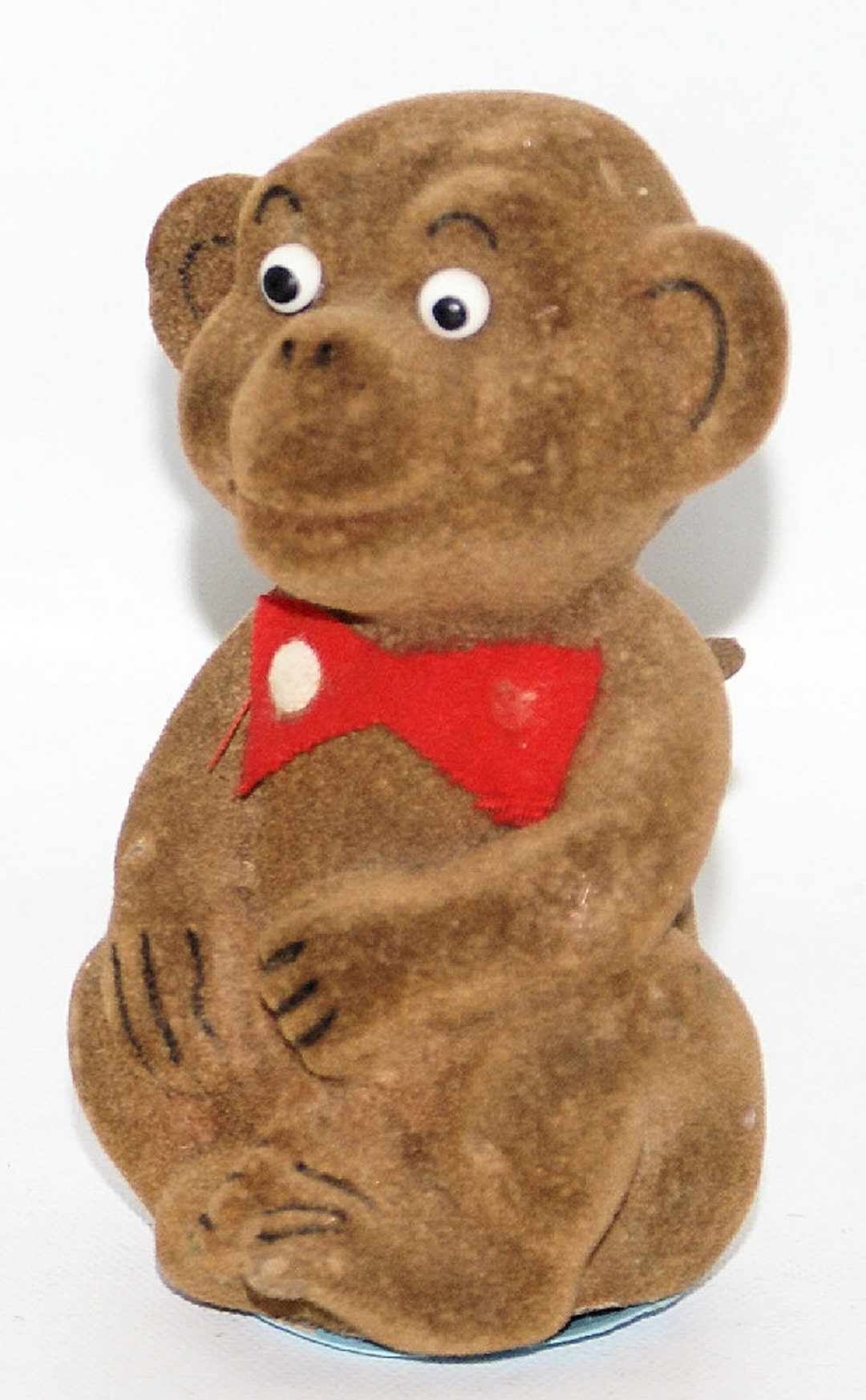 Vintage Mechanical Wind-up Flocked Monkey That Shakes and - Etsy
