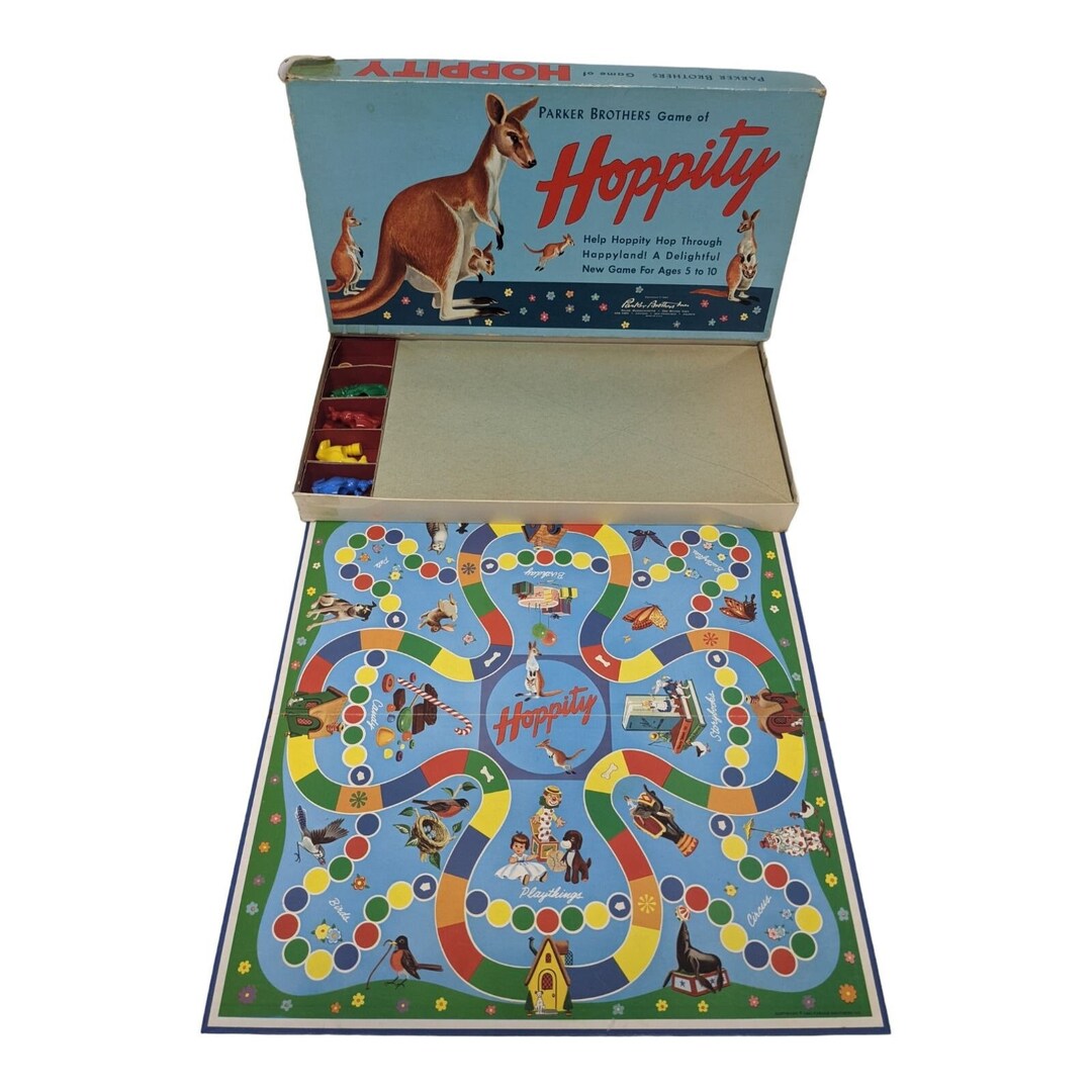 RARE Vintage 1961 Parker Brothers HOPPITY Kangaroo Board Game, COMPLETE ...