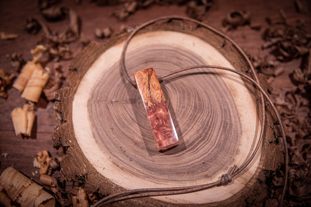 Burl Wood Necklace Pendant – Rose Gold Resin, Exotic Wood Jewelry - Etsy