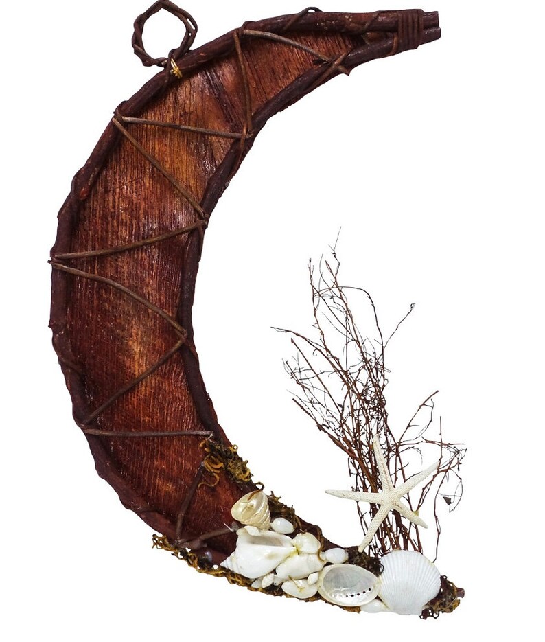 Half Moon Wall Décor With Starfish and Shells Moon Dream - Etsy