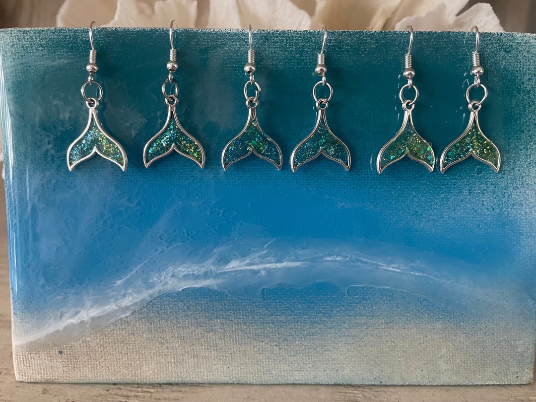 Mermaid Tail Earrings, Mermaid Earrings, Mermaid Dangle Earrings, Ocean ...