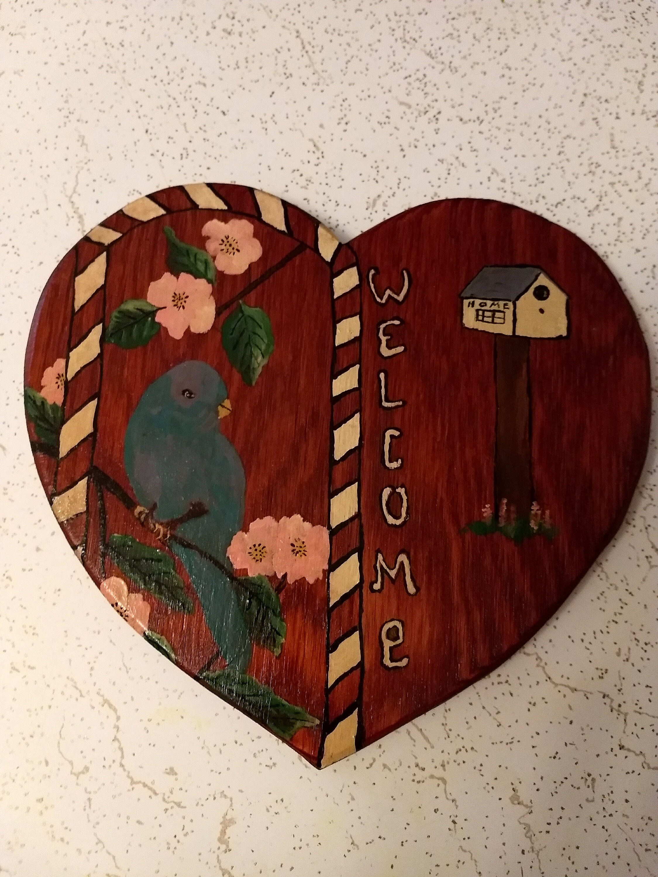 Welcome Sign Heart shaped recycled wood handpainted Signs Home & Living ...