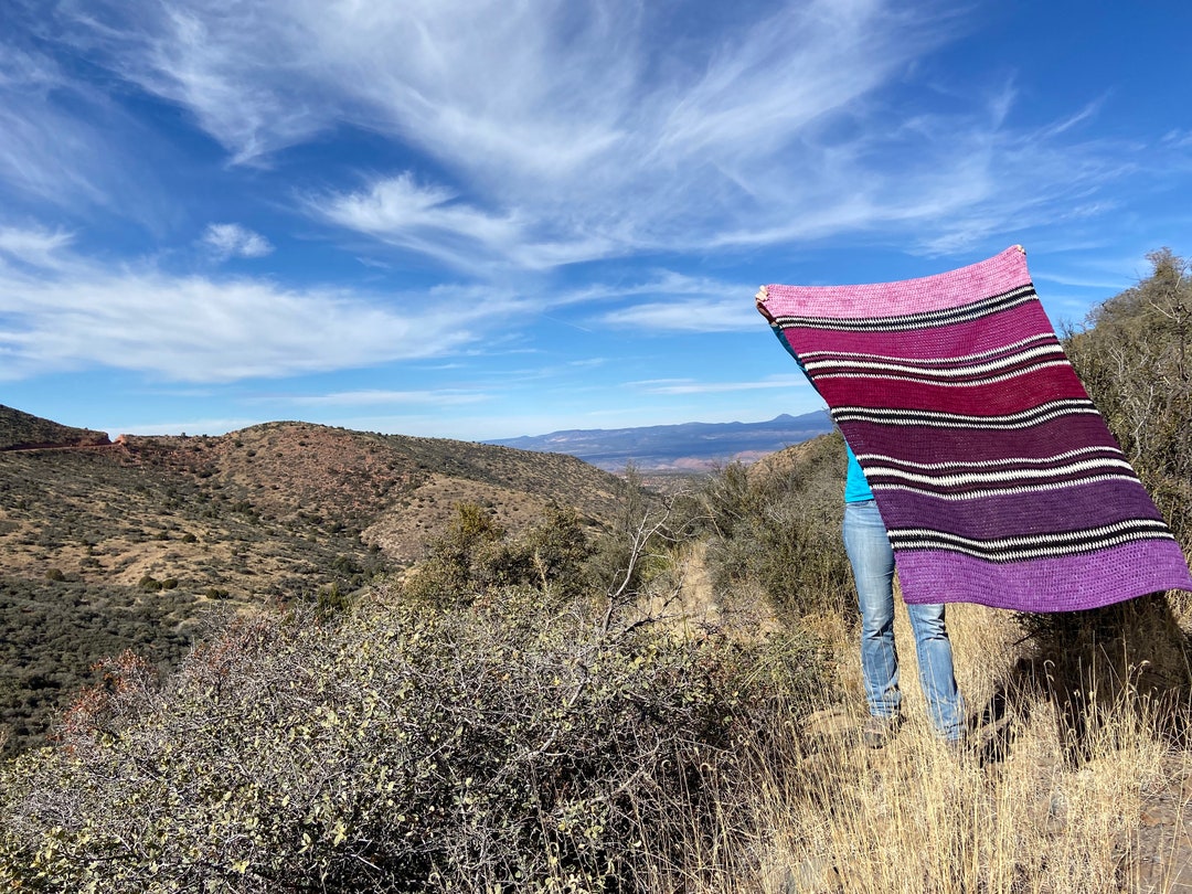 Chama Valley Blanket Crochet Pattern, Beginner Photo Tutorial, Striped ...