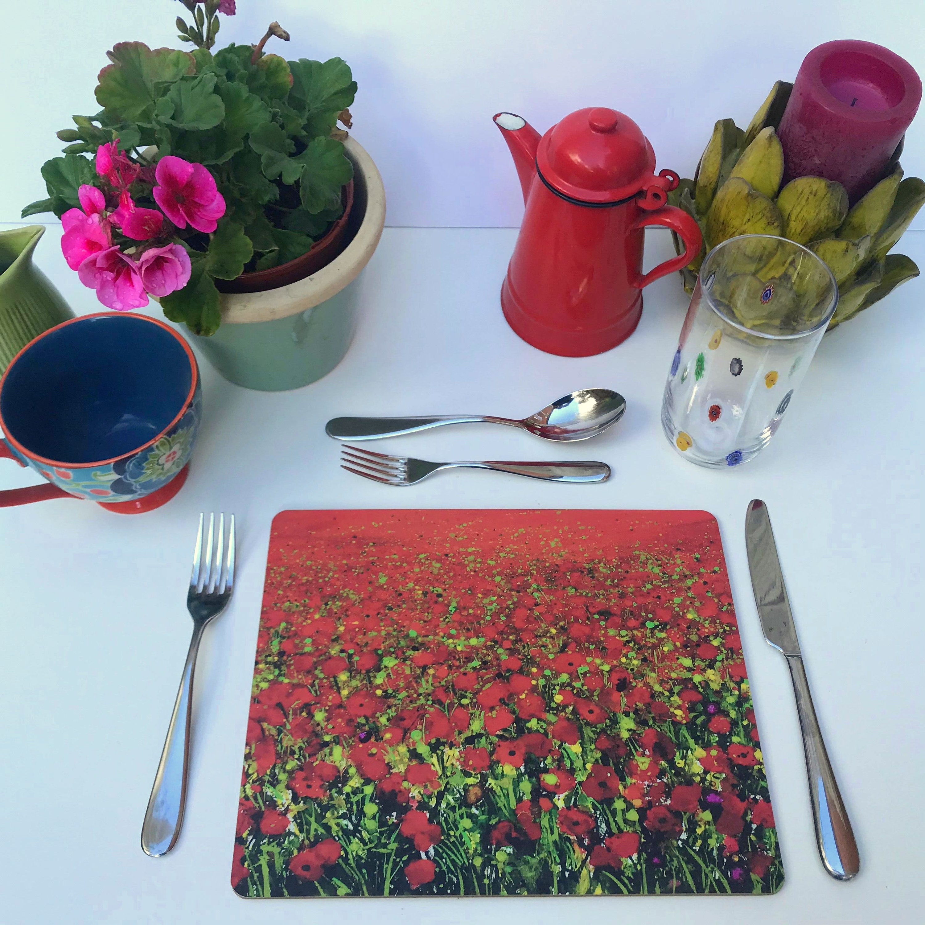 Rectangular Red Poppy Placemat Table Mat Tablemat Placesetting - Etsy UK
